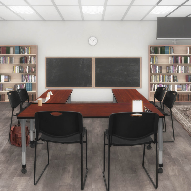 Regency Kee Mobile Adjustable Classroom Table & 2 Zeng Stack Chairs & Base | Wayfair